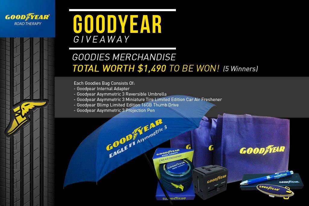 Five sets of Goodyear merchandise worth $1,490 to be won! - Sgcarmart