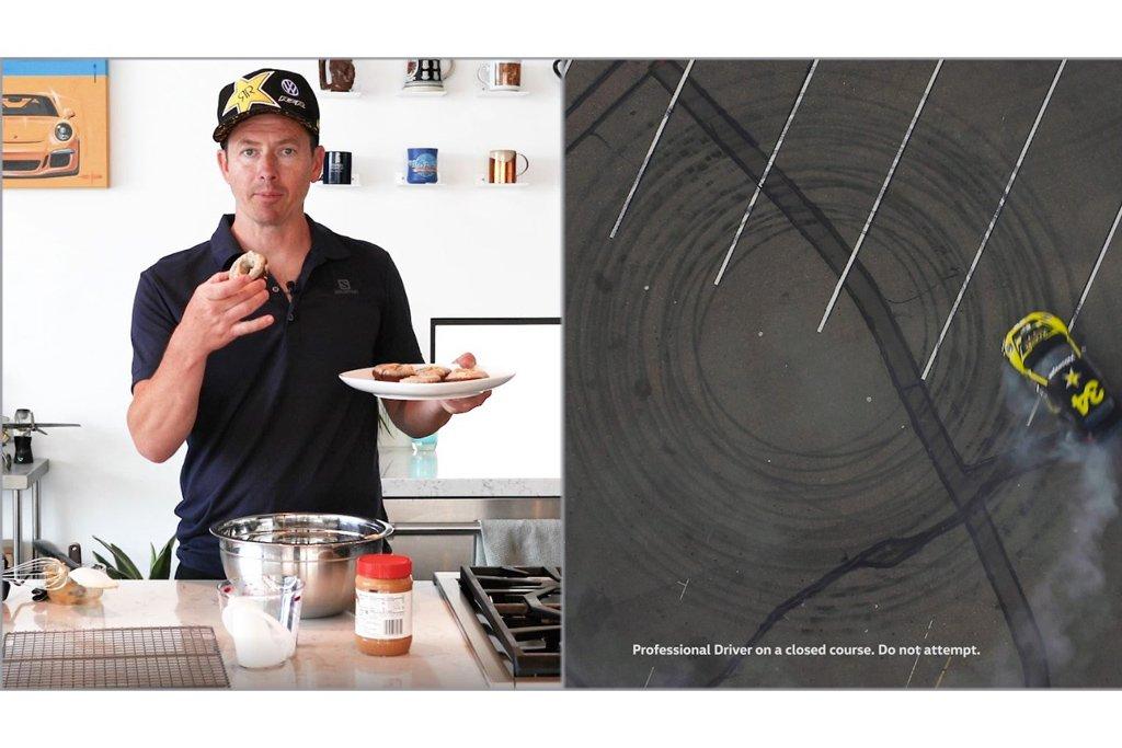 Volkswagen ambassador Tanner Foust demonstrates how to make a doughnut ...